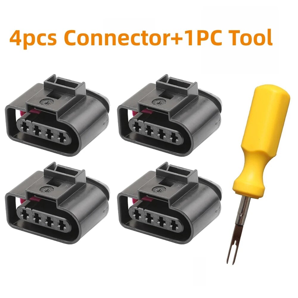 4шт для Audi VW 4B 0973724 Автомобильный разъем катушки зажигания, ремонтные комплекты, авто жгут, инструмент для удаления клемм, аксессуары Connector whit Tool