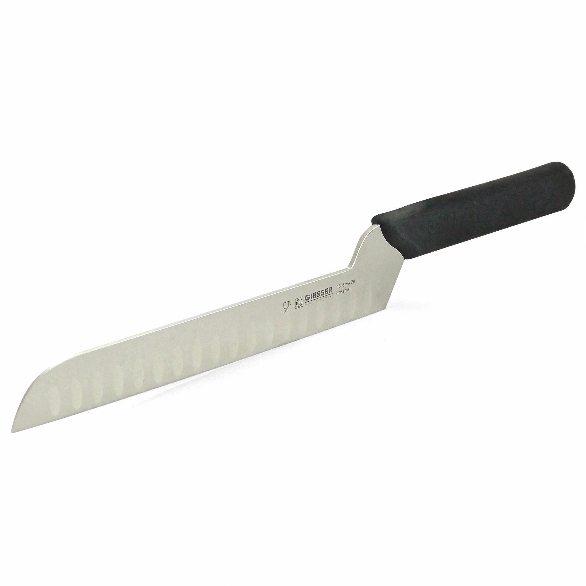 Профессиональный нож для резки сыра, 20 см, лезвие с желобками, ручка TPE, Giesser.