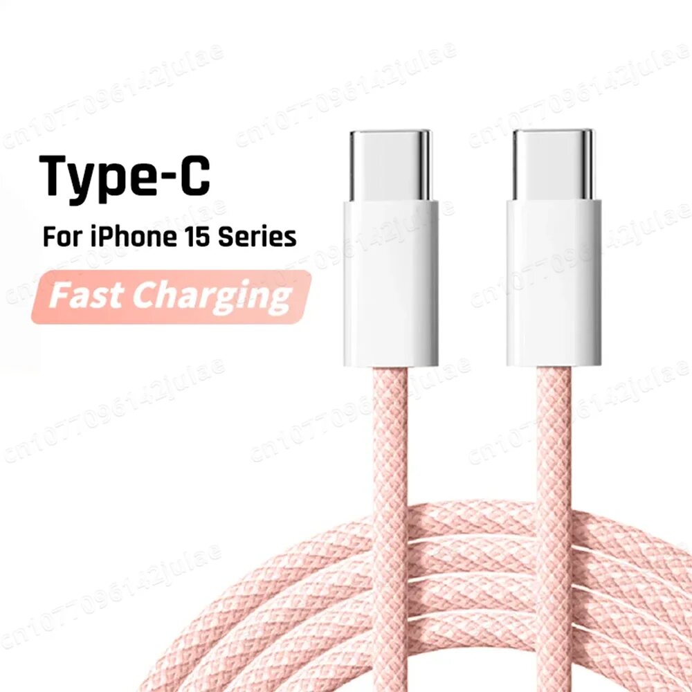 Кабель Type-C для iPhone 15 Series, Pink, 1.5 м, Fast Charging
