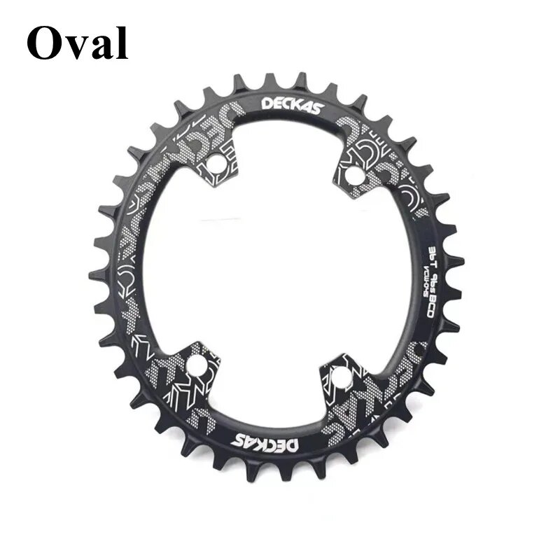 Deckas 96bcd асимметричные звездочки для велосипеда 32/34/36/38T черные алюминиевые Черный, 38т, 96BCD Oval Black