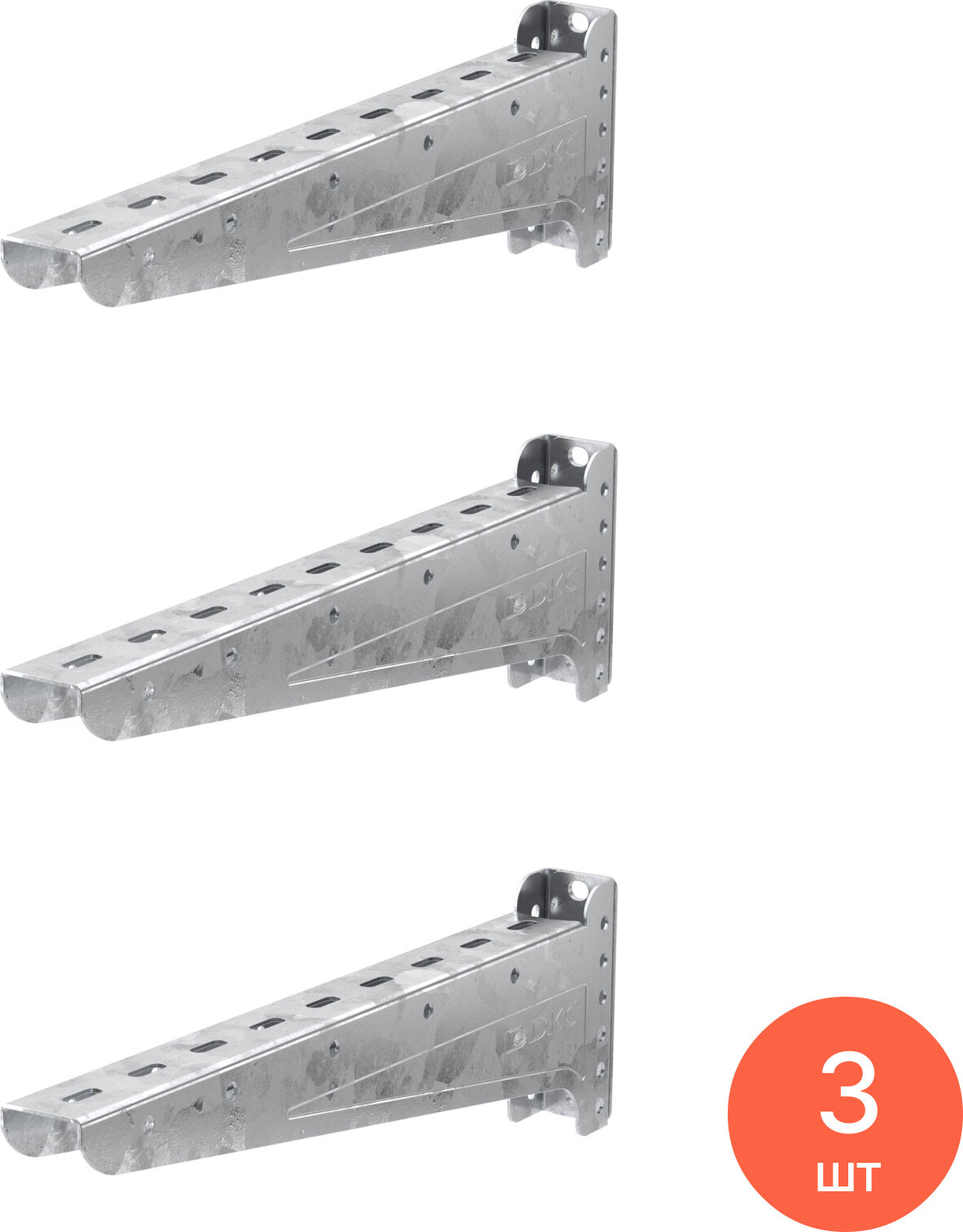 Консоль для кабельных лотков DKC / ДКС BBN5030 универсальная, оцинкованная стальная, длина основания 300мм / крепеж (комплект из 3 шт)