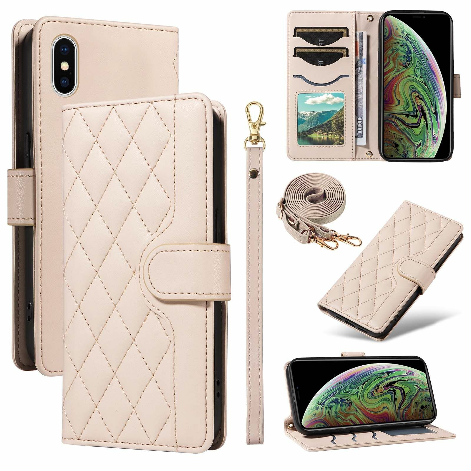 YIKATU Кожаный Чехол Для Apple iPhone X / iPhone XS (Айфон Х / Айфон ХС) С визитницей из экокожи, модный, против падения, подарочный, элитный, книжка