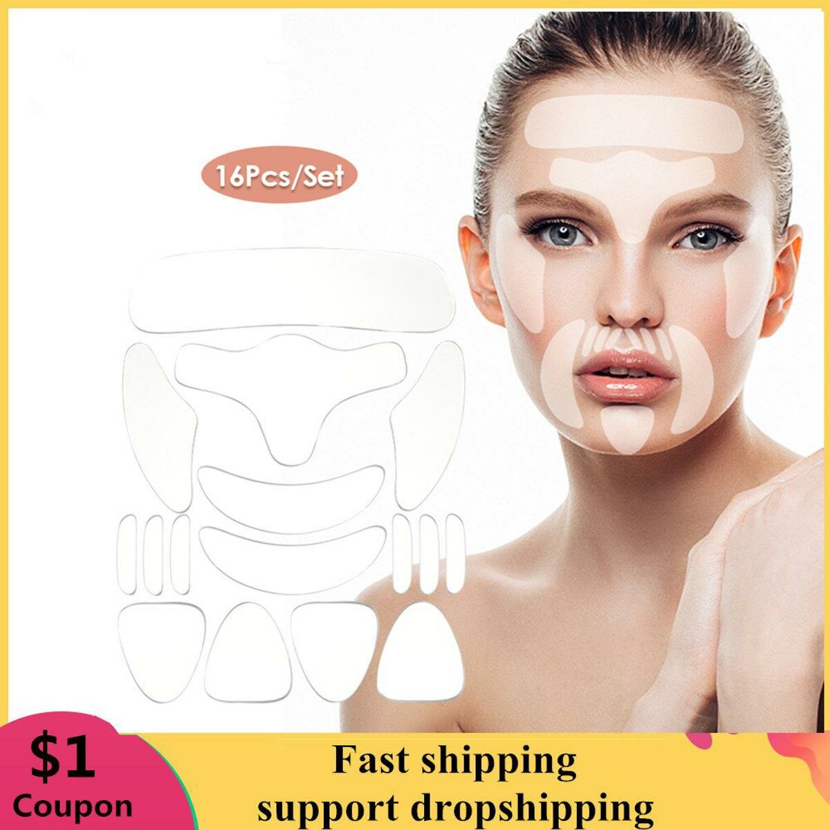 16/5/3 шт. ленты для лица, многоразовые силиконовые пластыри против морщин, повязки для лица, антивозрастная наклейка, лоб, шея, подушечки для глаз, подтяжка лица