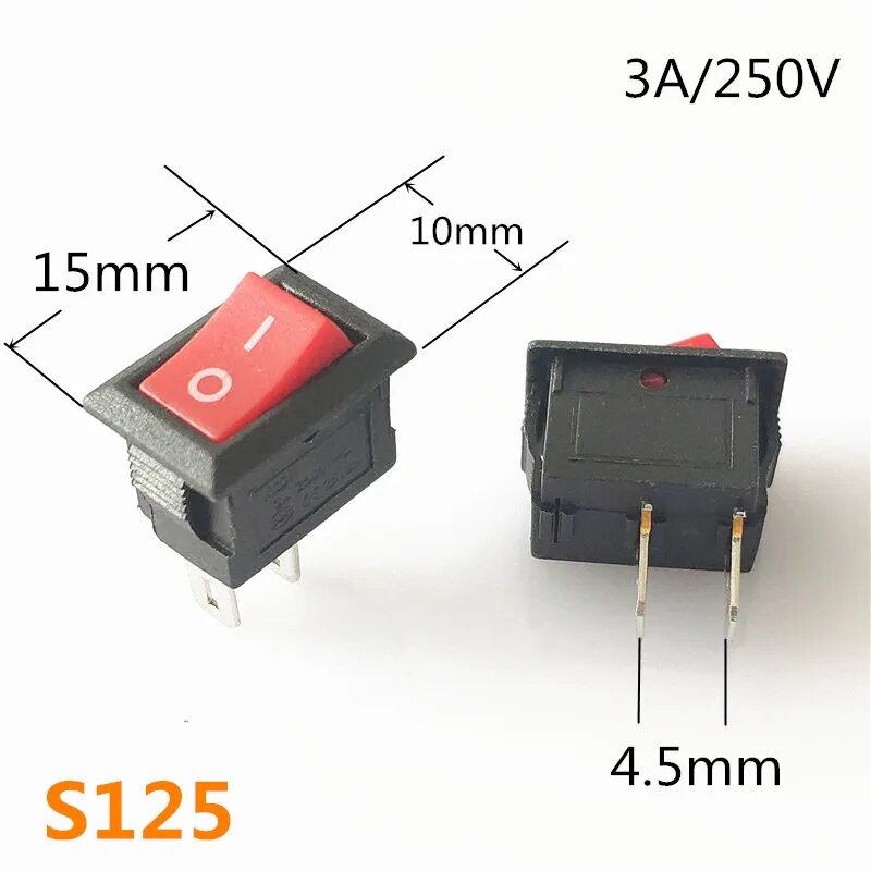 Переключатель Pixiuonline KCD1 круглый/квадратный 2/3 PIN пластик 6A/250V 2 PCS, S125
