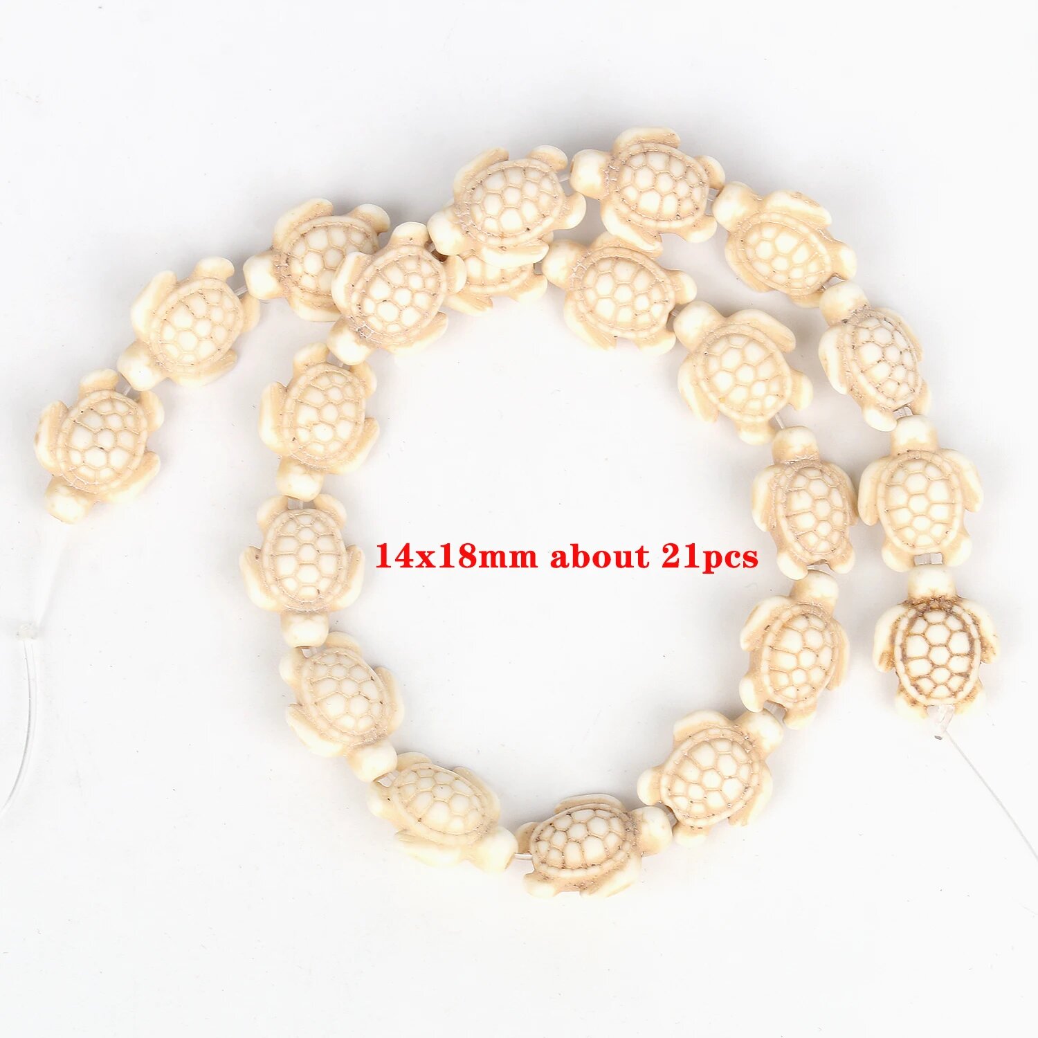 Бусины из натурального камня Xilitata зелёно-бирюзового цвета Бежевый, 14x18mm Turtle