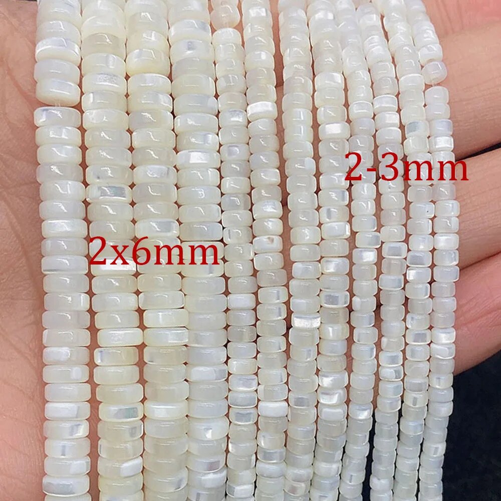 Цилиндрические перламутровые бусины из ракушек 2x3 мм B-2x3mm-50pcs