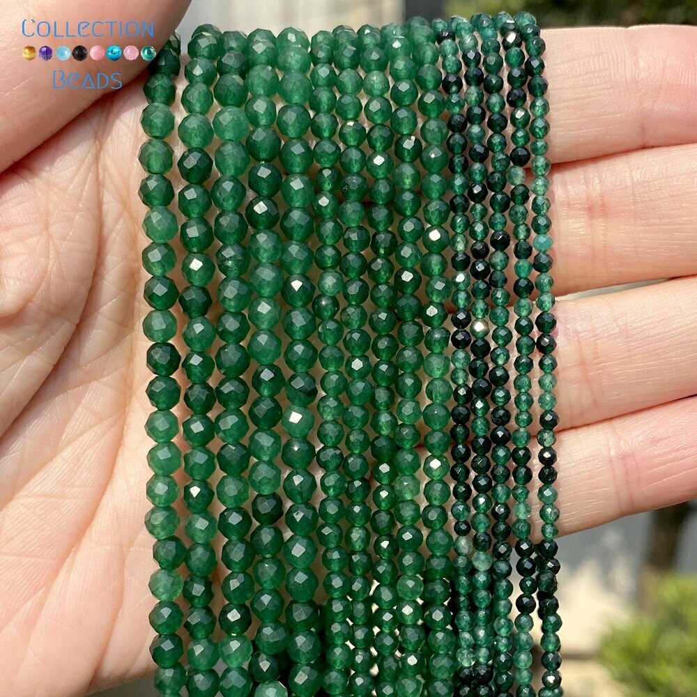 Бусины изумрудные 2 мм, натуральный камень, 165 шт.