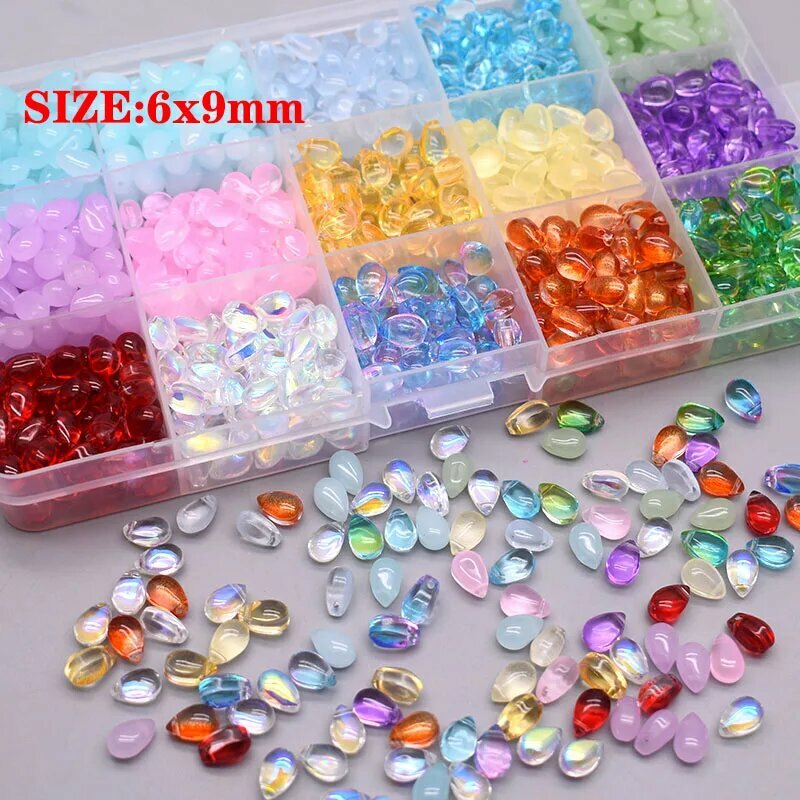 Чешские стеклянные бусины в форме капли воды YanQi 6x9 мм 60pcs, mixed color