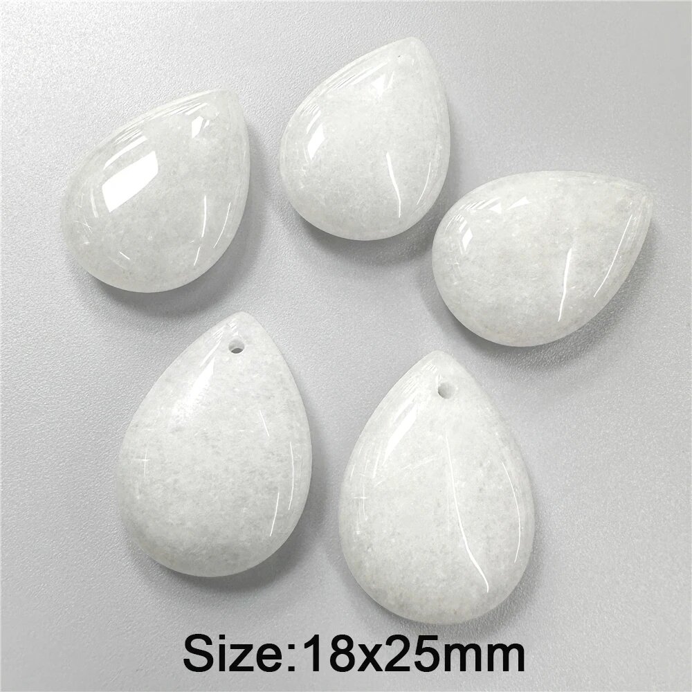 Кулоны из натурального камня Rainagem 18x25 мм Белый, 5PCS, White Jade
