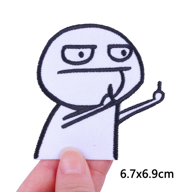 Нашивка вышитая Trollface, белая, PE6617CT