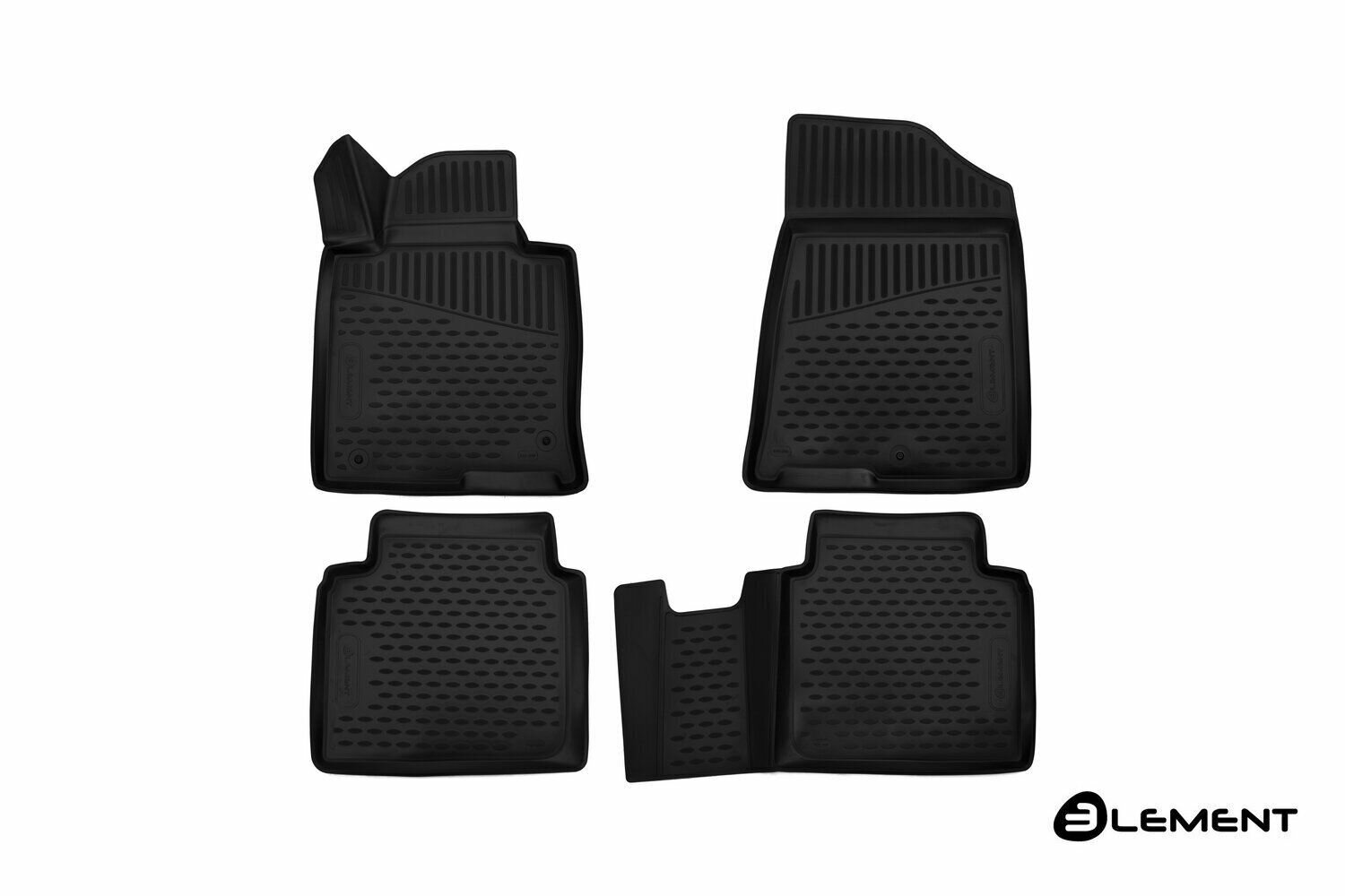 Коврики Standard, 3D в салон HYUNDAI Sonata 2017, 09/2017- , сед, 4 шт. (полиуретан, чёрные) Element. ELEMENT3D2066210