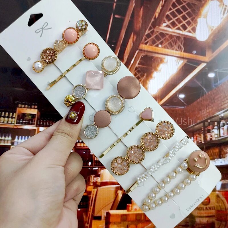 Металлические заколки для волос с жемчужинами и кристаллами S-27-Set