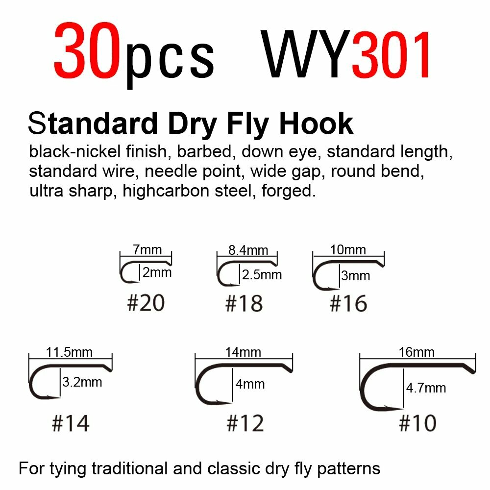 ICERIO Рыболовные крючки для нахлыста 30 шт. 10, WYF11301