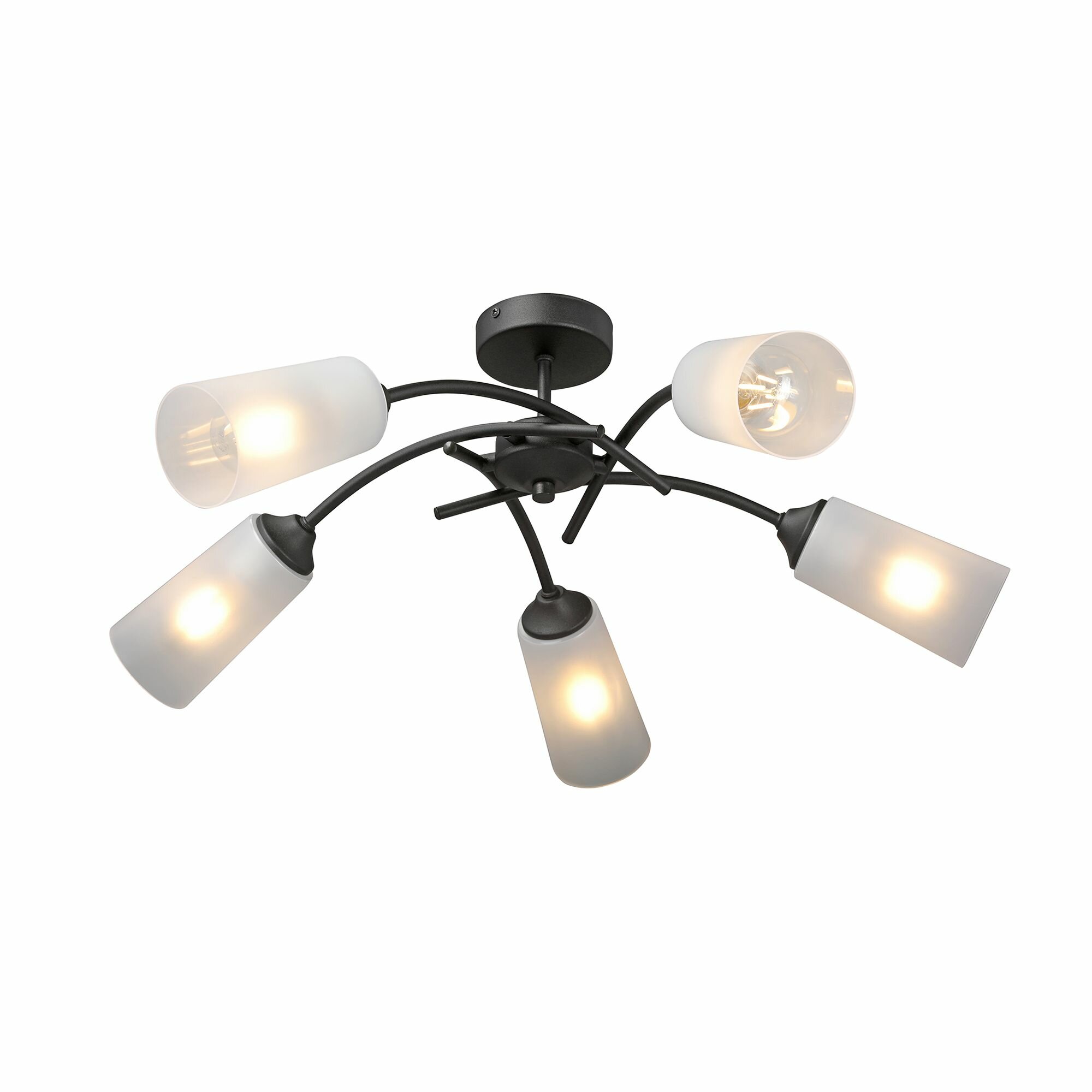 Люстра потолочная Vitaluce V2850-1/5PL, 5 ламп, E27 макс. 40Вт, 15м2, цвет чёрный матовый.