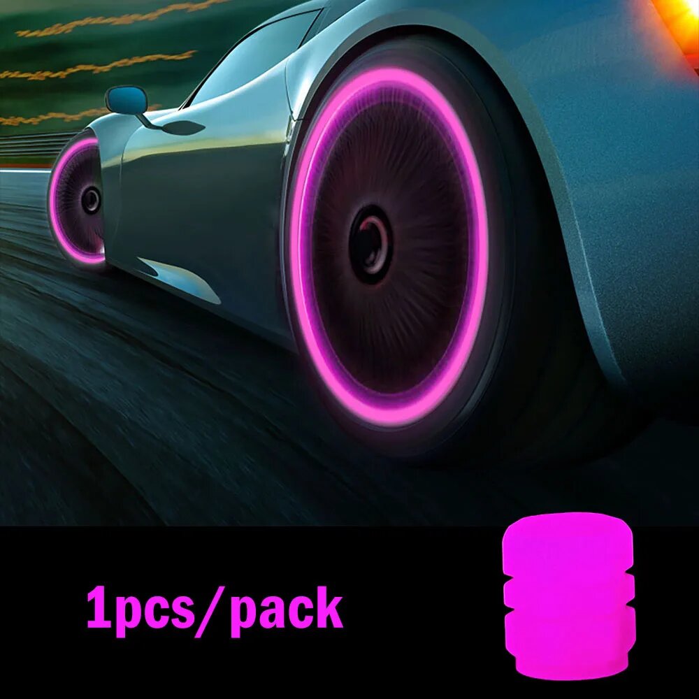 Светящиеся колпачки клапанов для колес Pink 1pcs