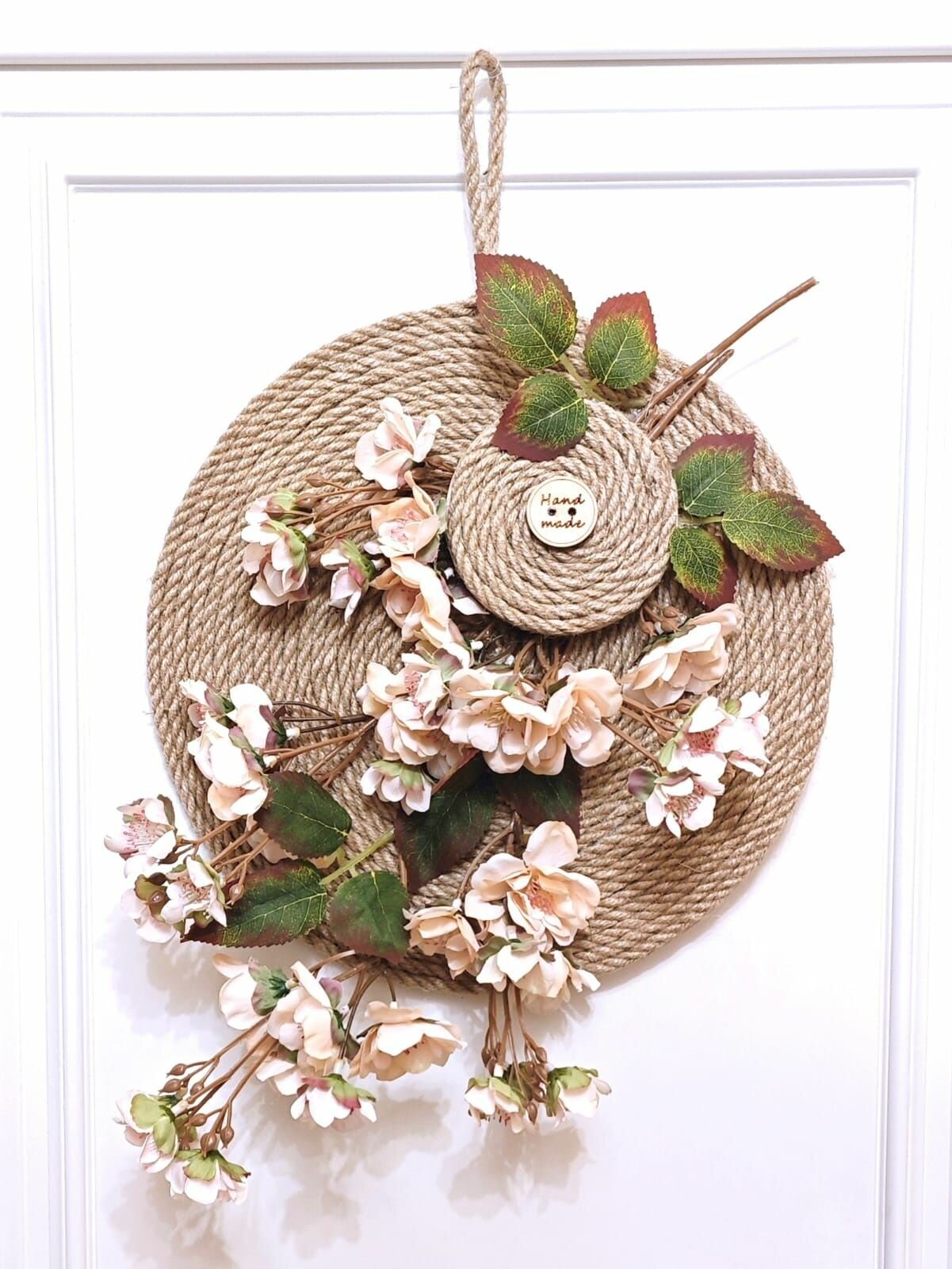 Венок декоративный из джута в эко-стиле, 30см.