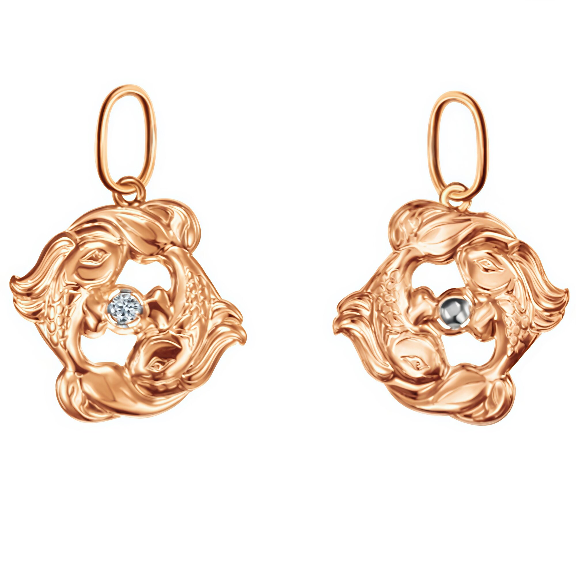 Подвеска, красное золото, 585 проба, фианит