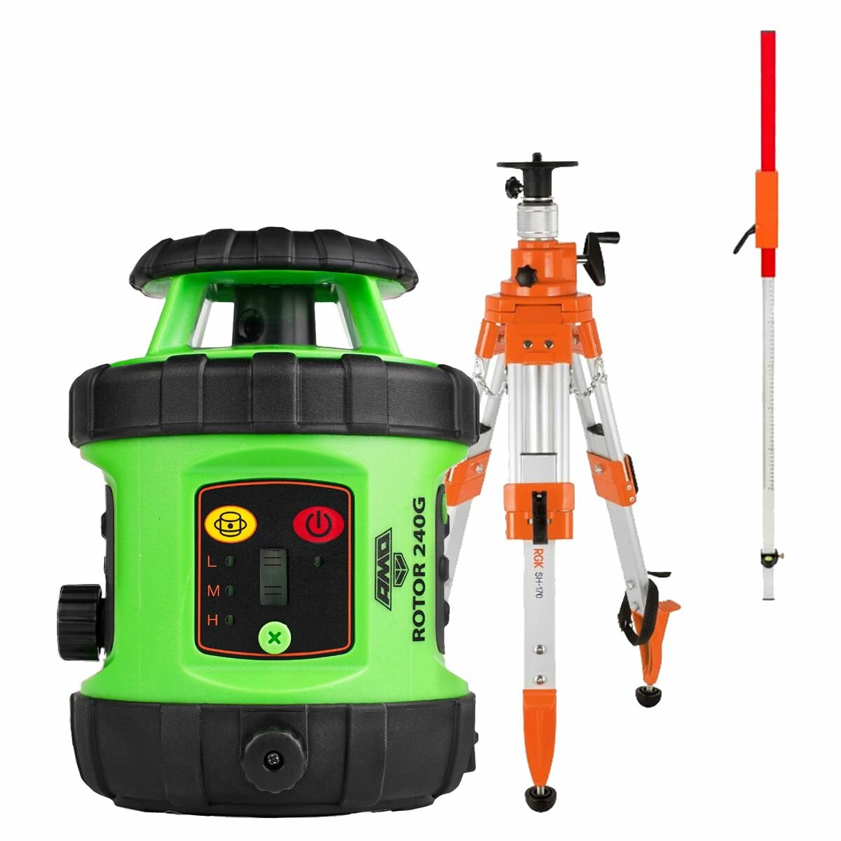 Комплект: ротационный нивелир AMO ROTOR 240G + штатив рейка
