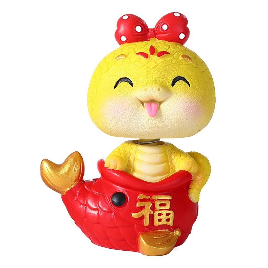 Зодиакальный Год Змеи Золотая Змея, Качающая Головой Маленькое Украшение-Благословение Трясущей Головой Змеи Кои