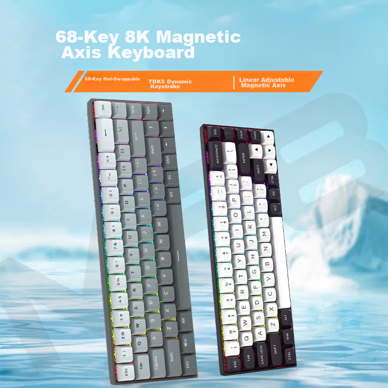 Проводная механическая клавиатура REDRAGON M68, Gradient Gray, 8K, RT-клавиатура, RGB, 68 клавиш