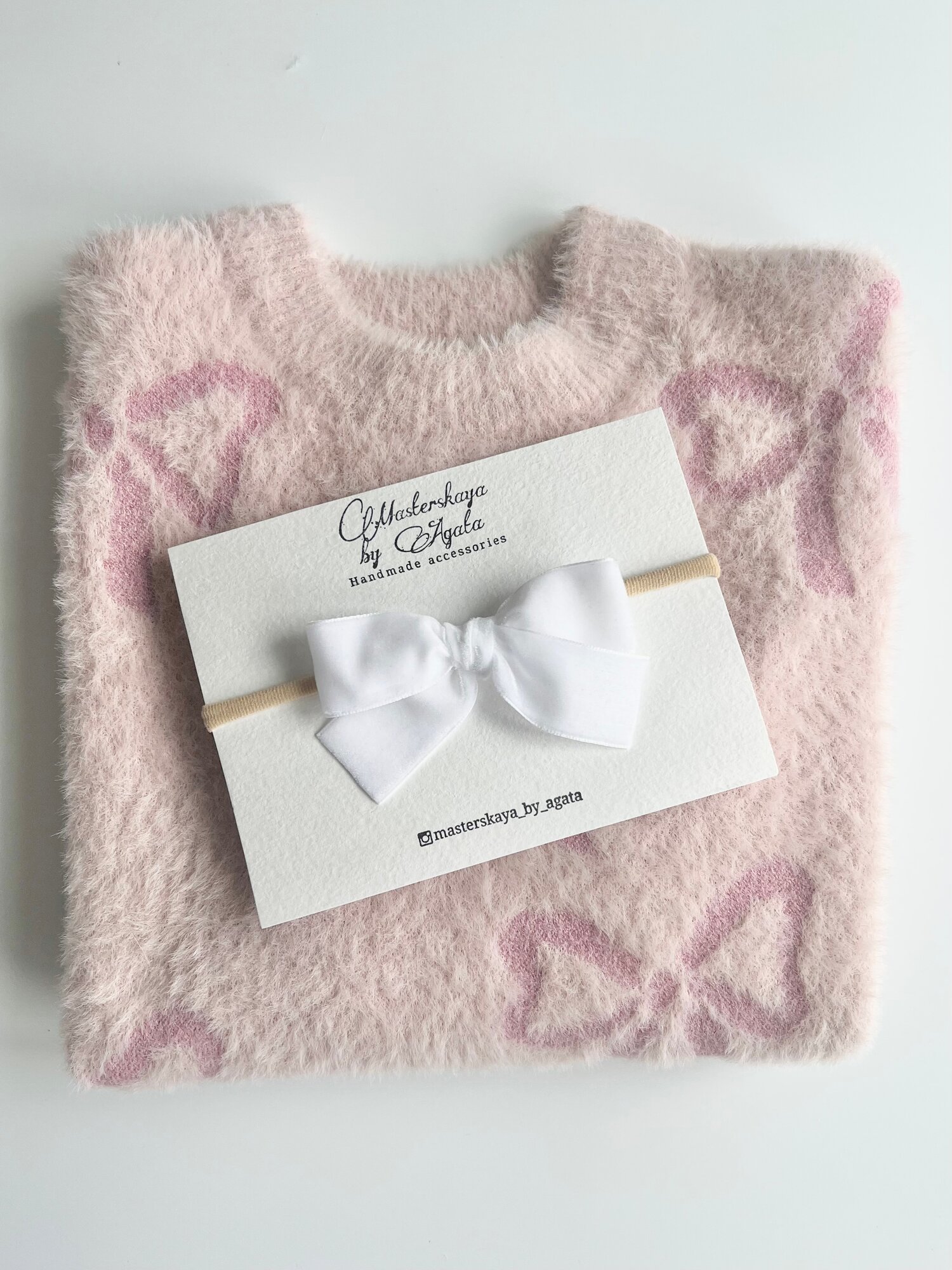 Повязка на голову бархатный бантик для малышей девочки