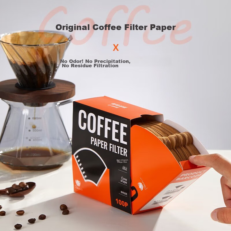 PAKCHOICE Portable Drip Coffee Filter Papers, V-Shaped Filter Papers for Pour-Over Coffee, 100 Pieces