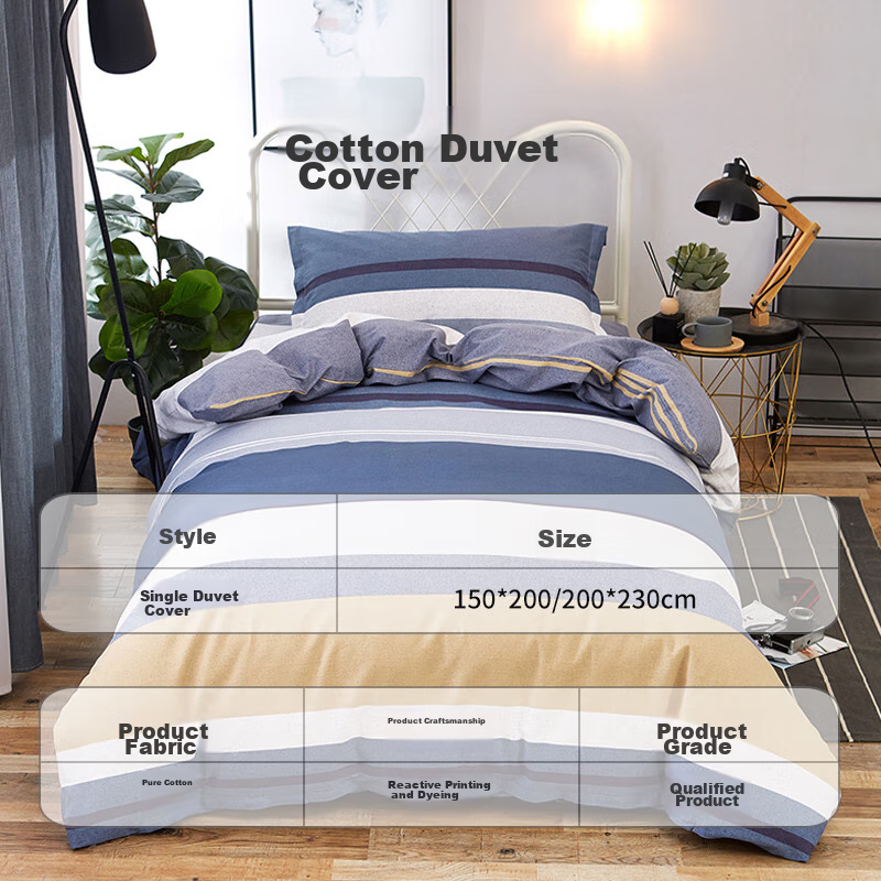 Aiwei Duvet Cover Single Piece, Pure Cotton Single Or Double Duvet Cover for Dormitory, All-Cotton Quilt Cover Single Piece, Nordic Style 220*240cm