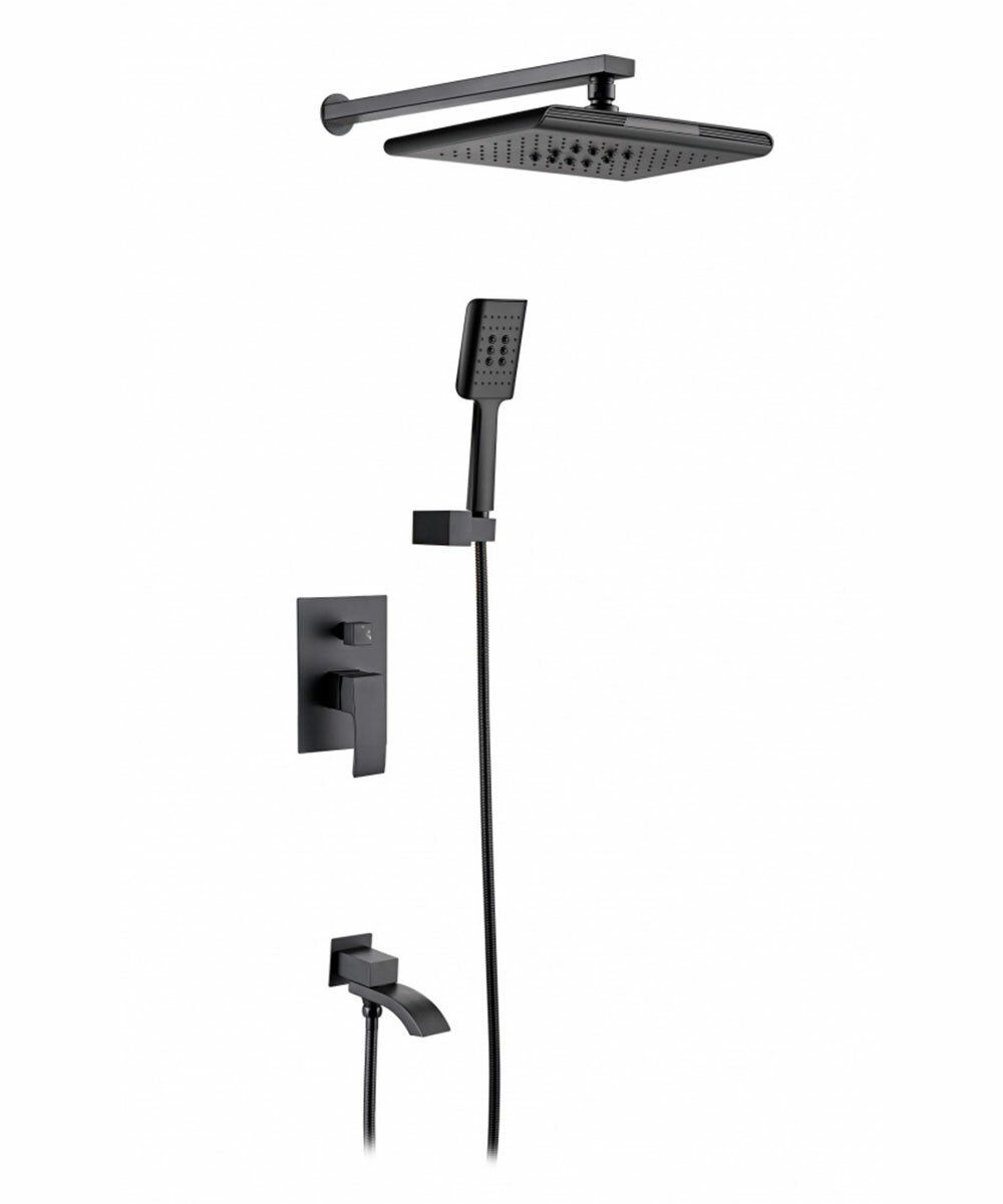 Душевая система скрытого монтажа с квадратным верхним душем GZ44065-C черный