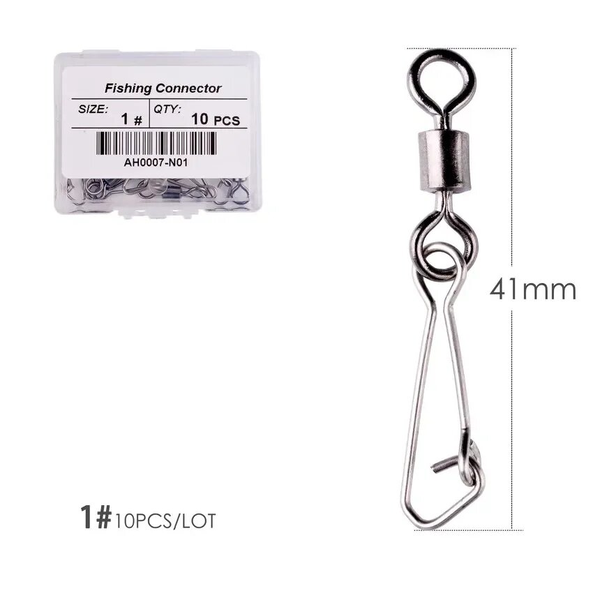 Рыболовные вертлюги из нержавеющей стали MS QL, 10 шт. Size1 41mm 33kg