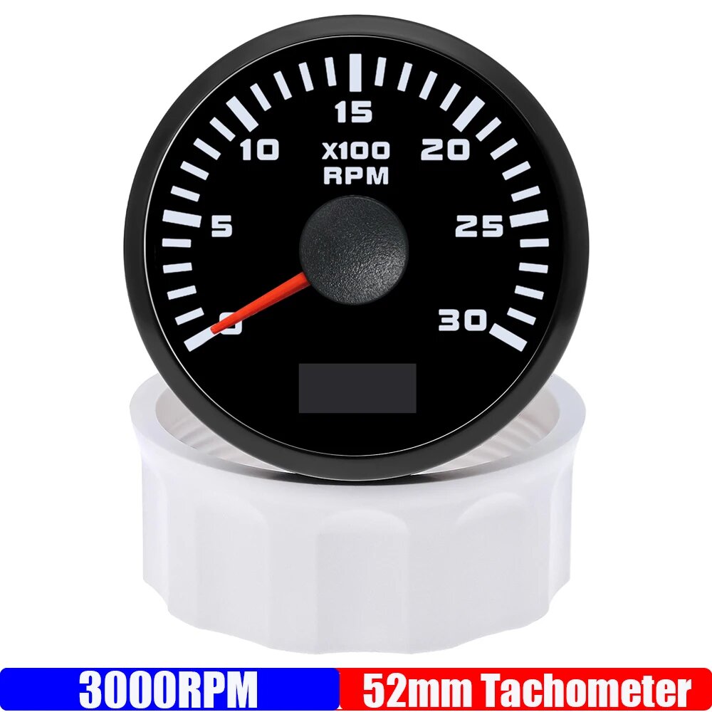 Тахометр 2 дюйма, 52 мм, 3000 об/мин, 4000 об/мин, 6000 об/мин, 70000 об/мин, тахометр 8000 об/мин, измеритель оборотов красного света для лодки, морского автомобиля, 12 В, 24 В, на заказ 3000RPM BB