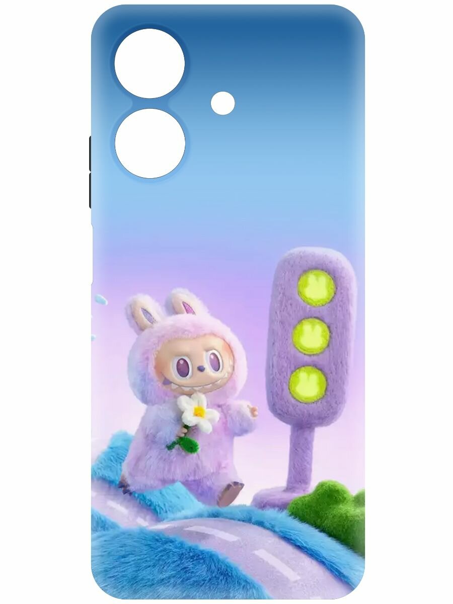 Чехол-накладка Krutoff Soft Case Лабубу Удача для Realme Note 60X черный