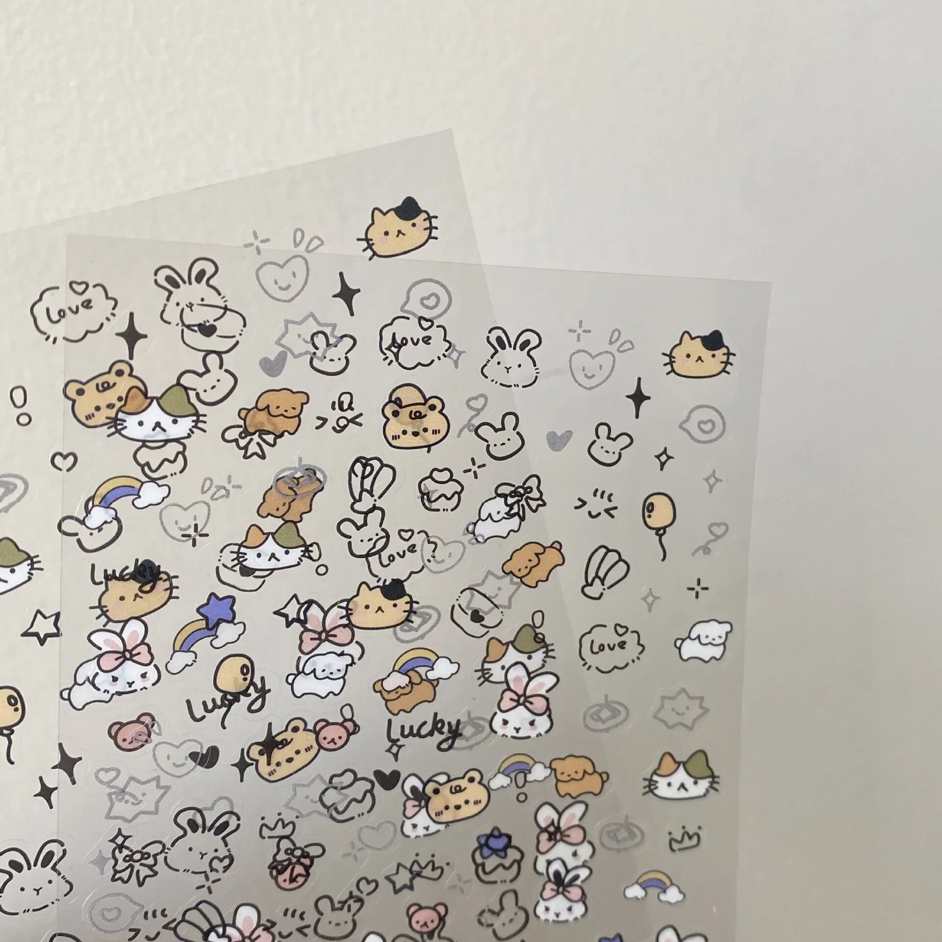 Мини кавайные наклейки ПВХ Graffiti Bunny-5Pcs