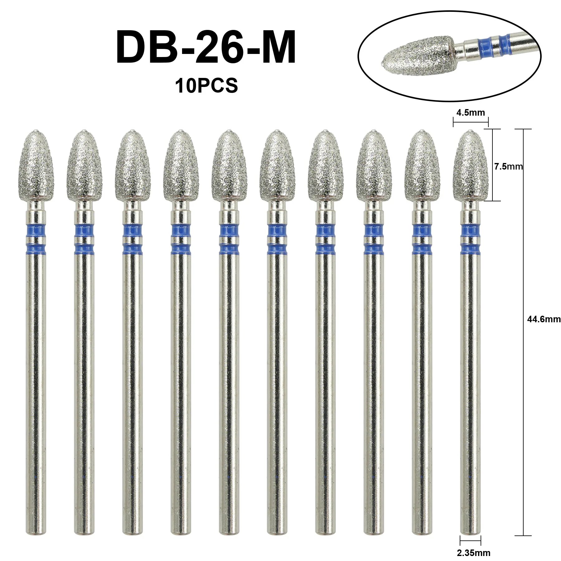 Набор фрез для ногтей из вольфрамового карбида, 10 шт. DB-26-M