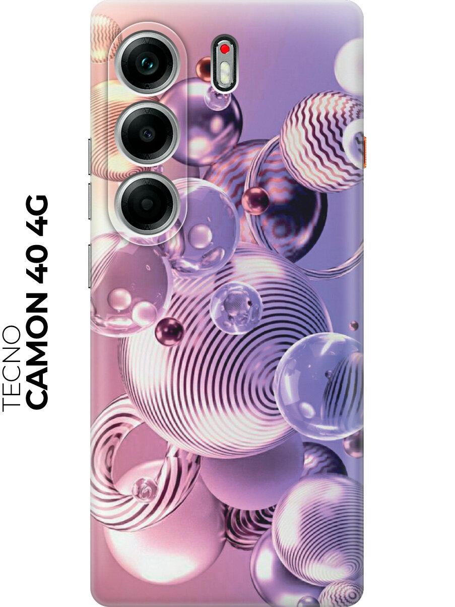 Силиконовый чехол на Tecno Camon 40 4G / 40 Pro 4G с принтом "Сиреневые шарики"