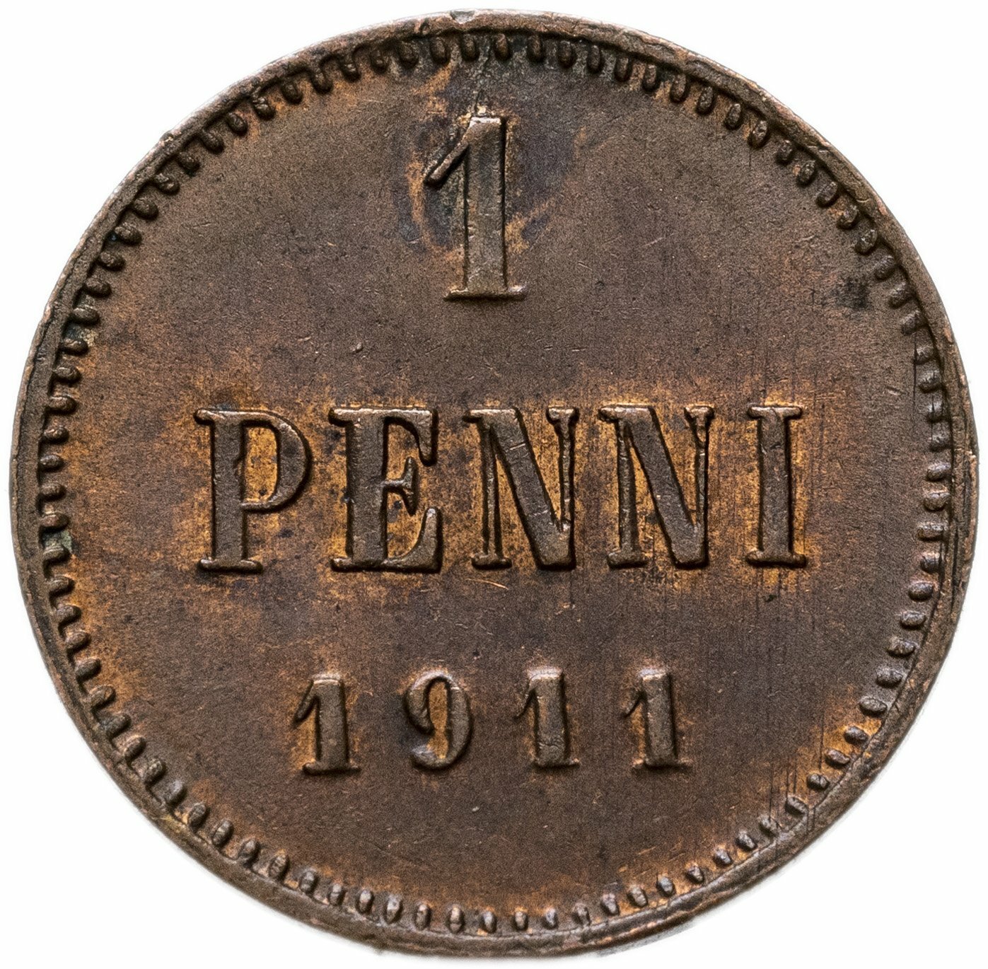 1 пенни penni 1911 Российская Финляндия, Медь, в сохранности UNC