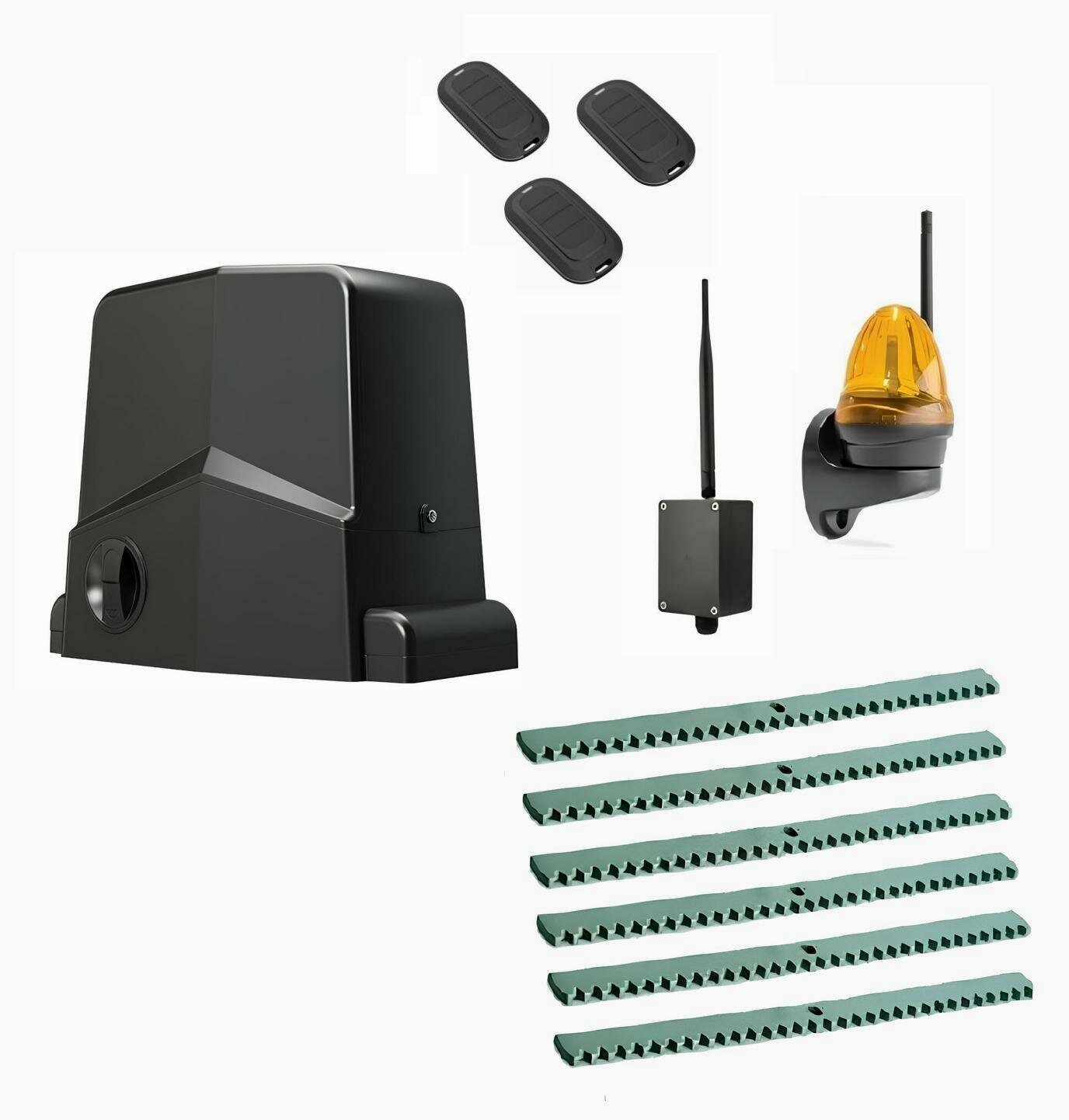 Автоматика для откатных ворот ARW-1000MKIT LK6-BT-Т3, комплект: привод, сигнальная лампа, 3 пульта, 6 реек, Bluetooth-модуль