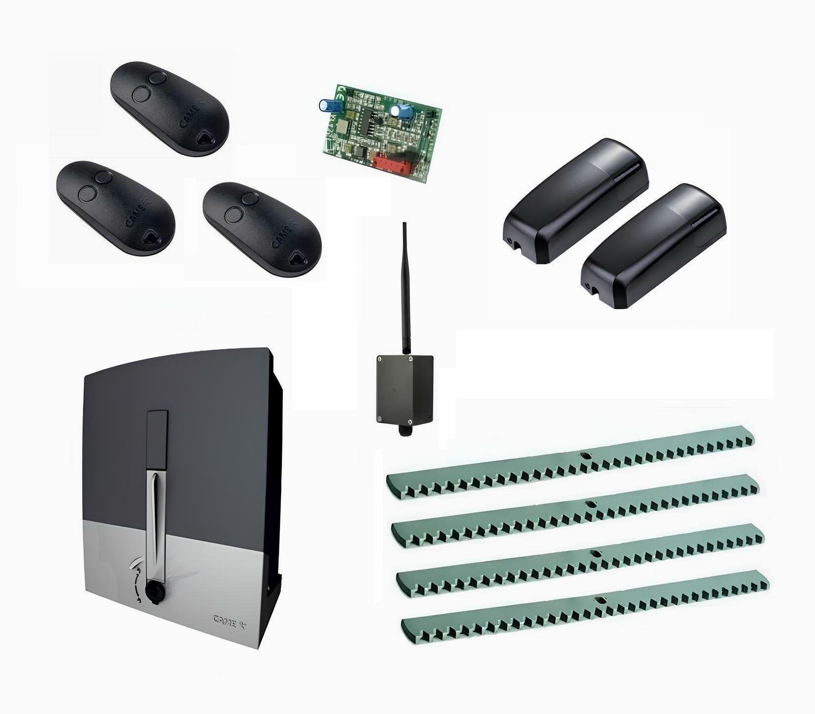 Автоматика для откатных ворот BXL04AGS KIT4-FK-BT-Т3, комплект: привод, радиоприемник, 3 пульта, фотоэлементы, 4 рейки, Bluetooth-модуль