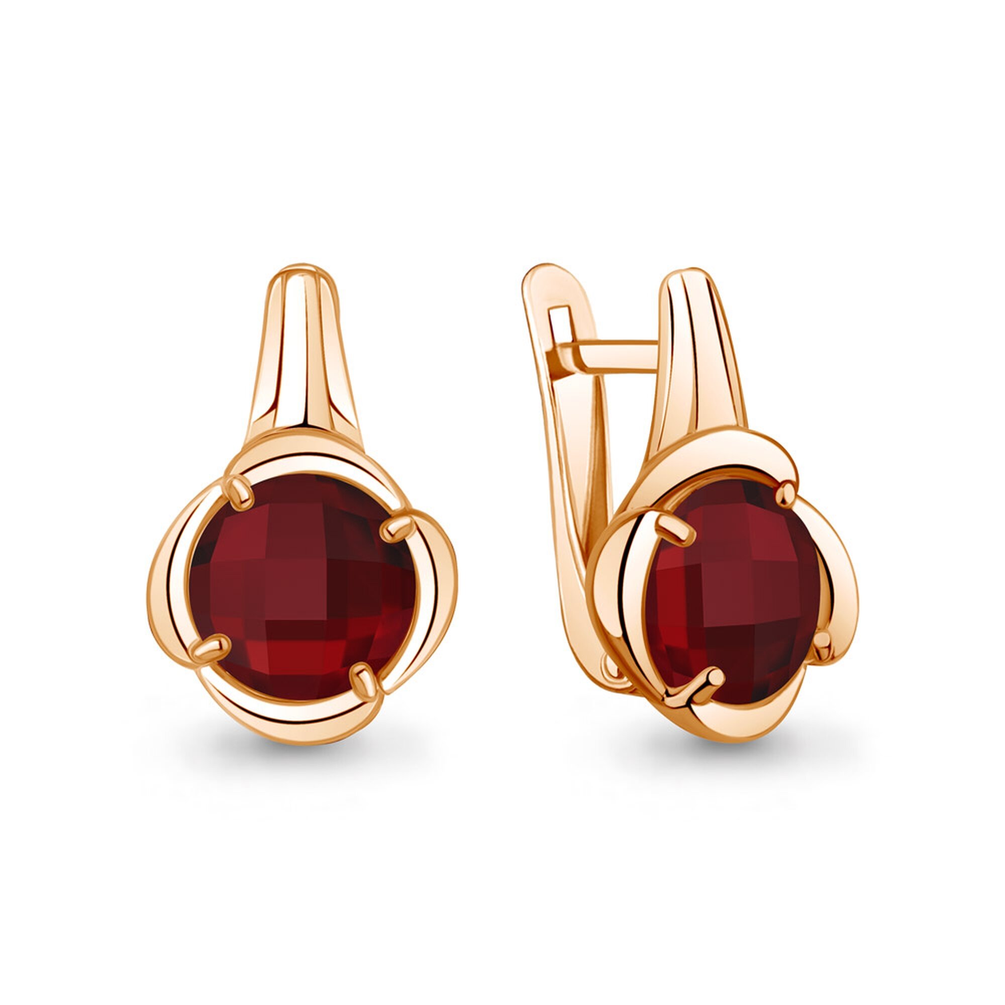 Серьги, серебро, 925 проба, золочение, гранат