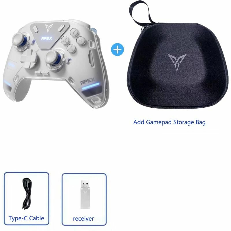 Flydigi APEX 4 Игровой контроллер с обратной связью по силе нажатия, Регулируемый по силе нажатия Джойстик из сплава, полноцветный ЖК-дисплей, Частота отчетов 1000 Гц