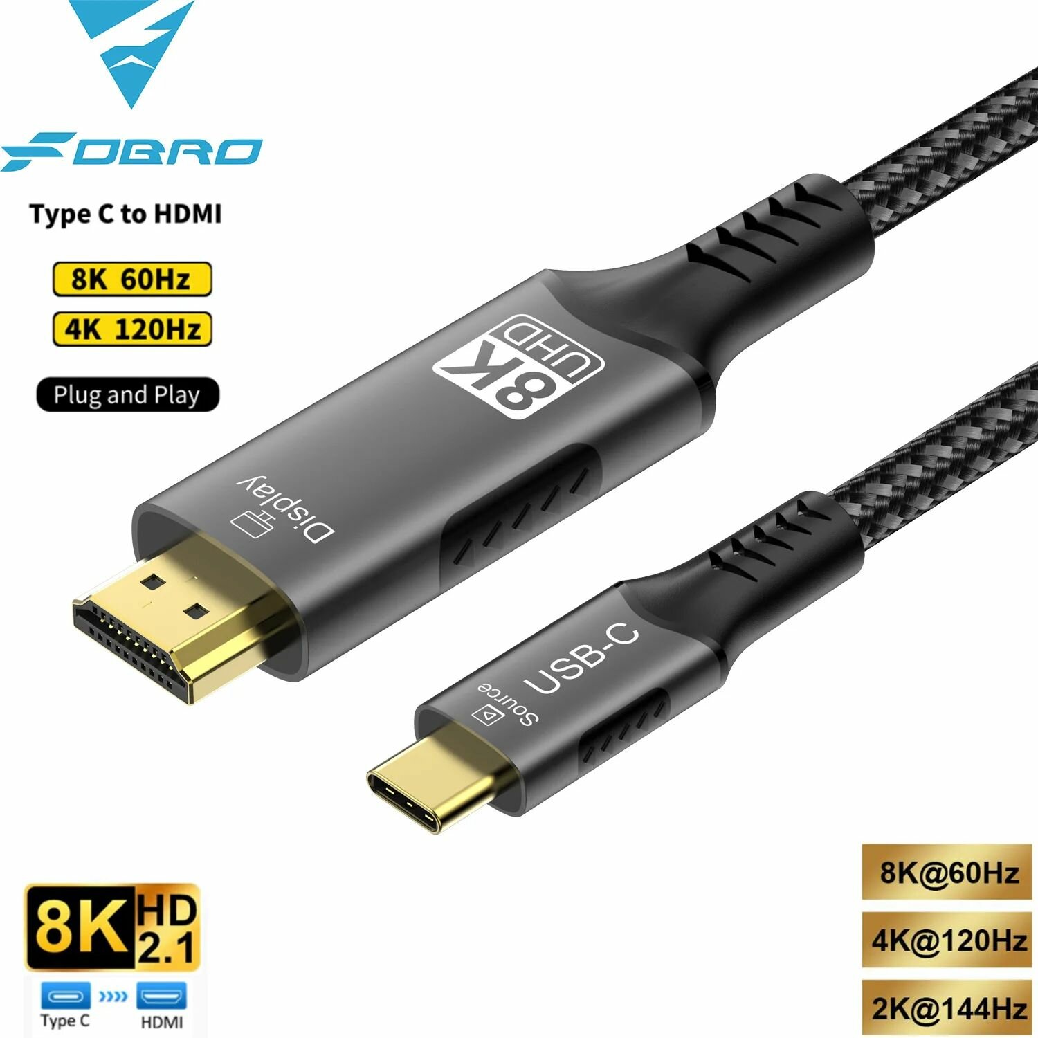 USB C HDMI кабель 8K@60Гц 4K@120Гц