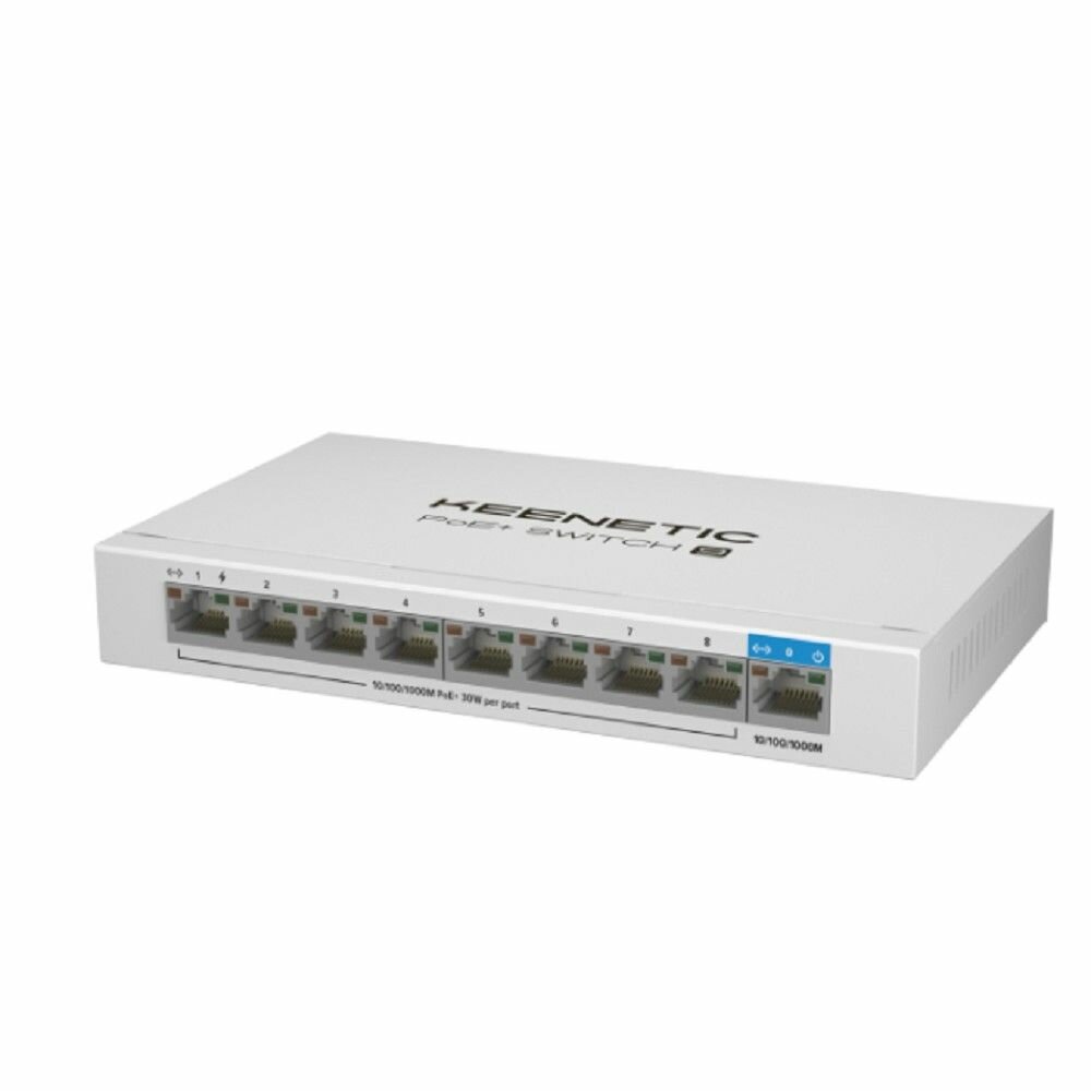 Коммутатор Keenetic POE+ Switch 9 KN-4710 гигабитный неуправляемый, 1xRJ45 и 8xRJ45+PoE-out 1Гбит/с, до 120Вт