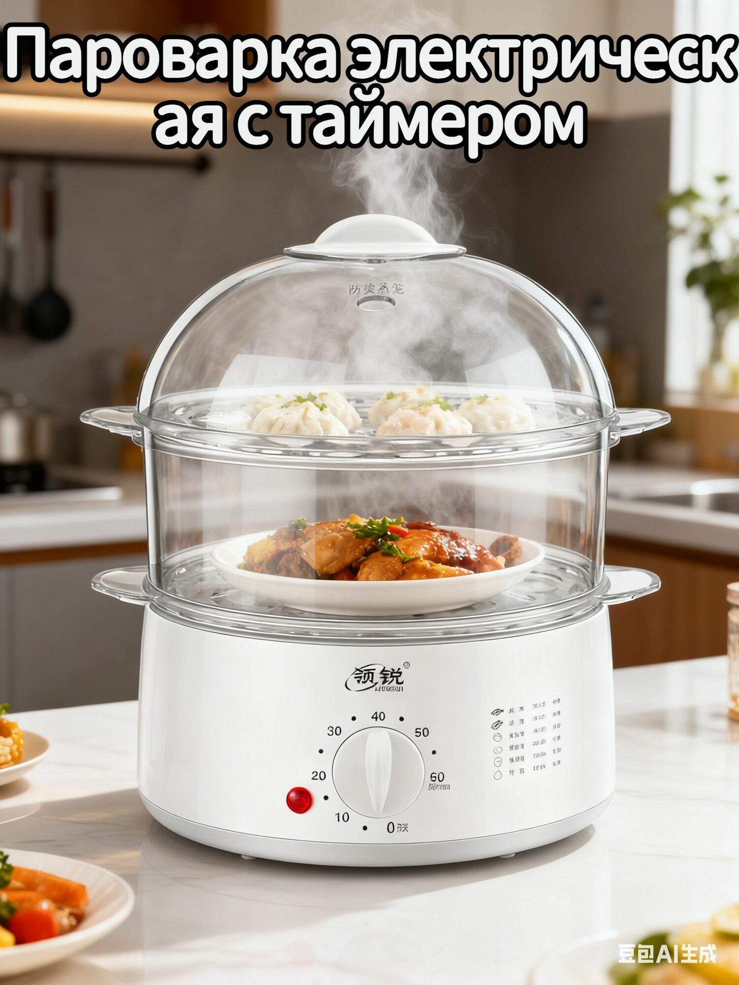 Пароварка электрическая с таймером,350w