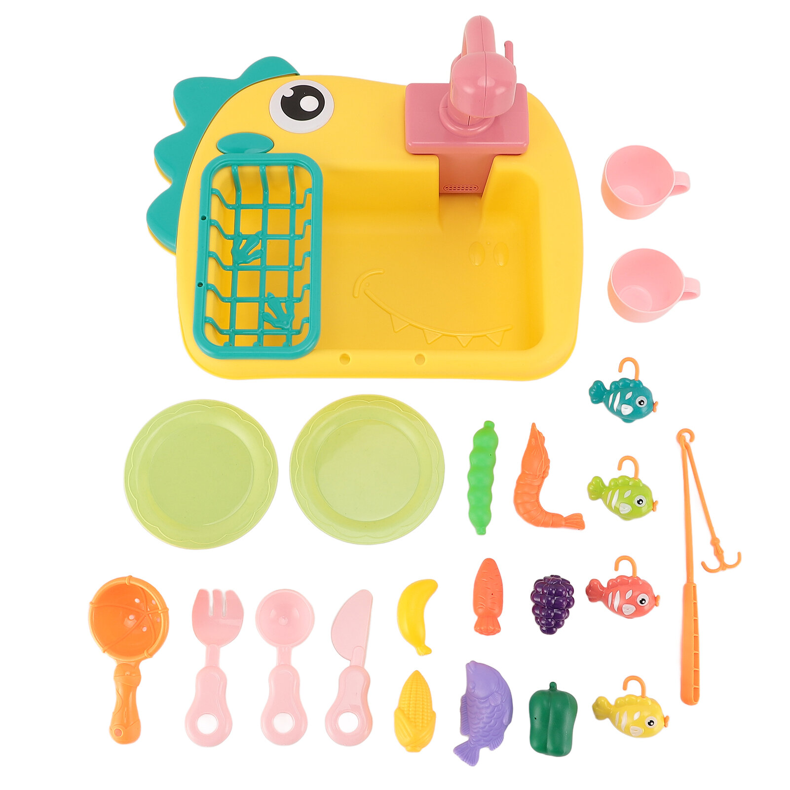 Игрушечная раковина с проточной водой, электрическая посудомоечная машина в виде динозавра, игрушечная кухонная раковина 2 в 1 для детей.