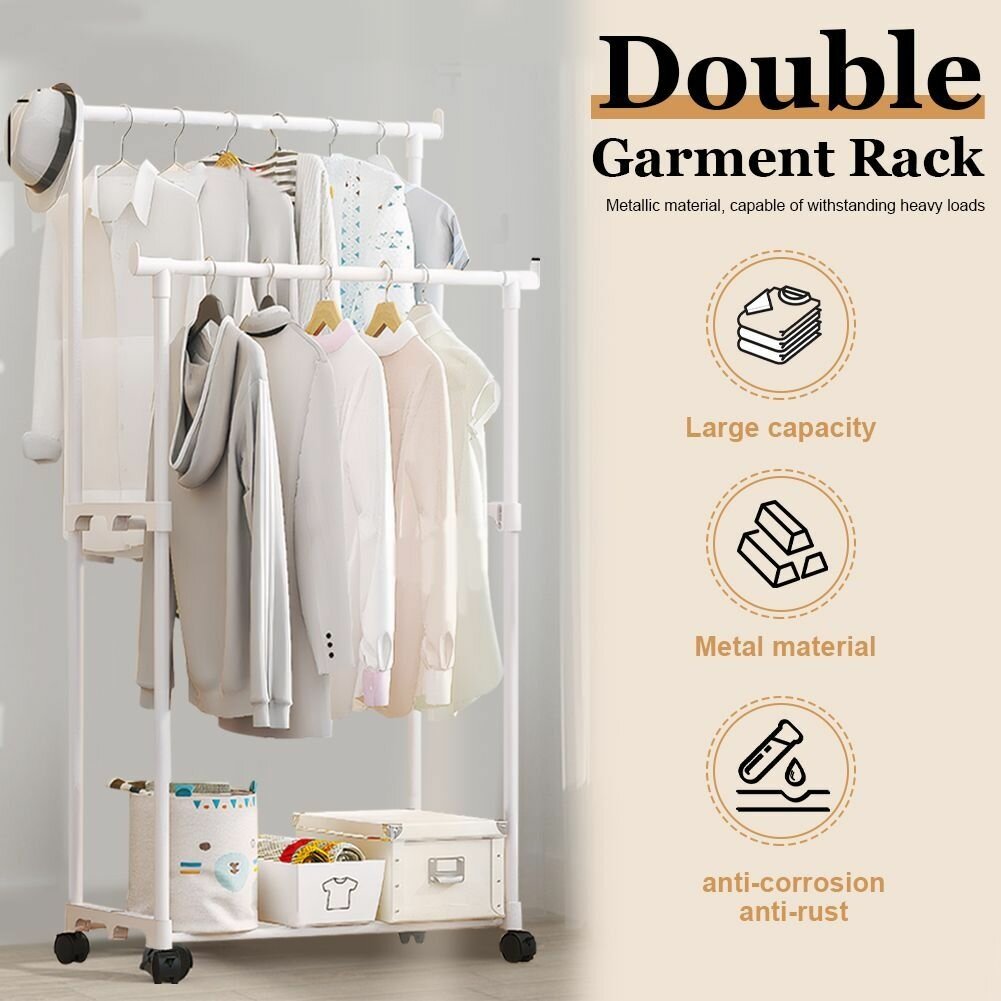 Двойные стержни, стойка для одежды, стойка с колесами