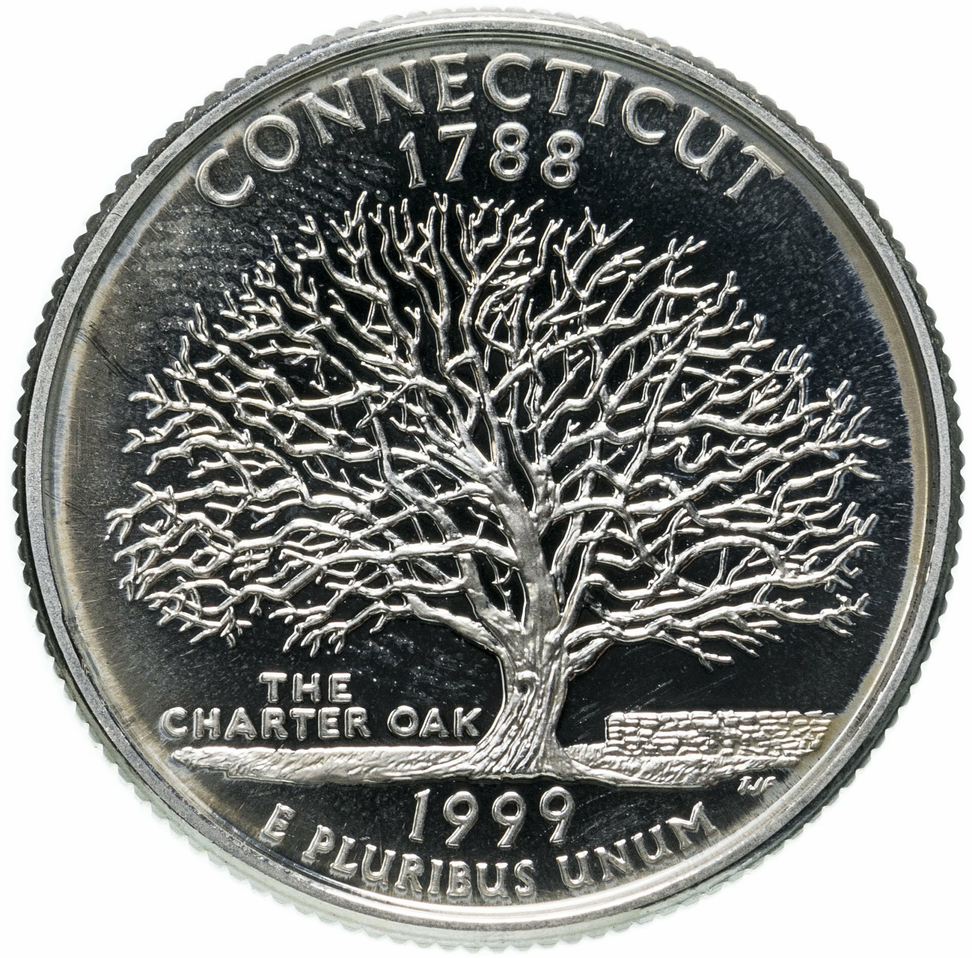 США 25 центов квотер, 1/4 доллара, quarter dollar 1999 S Proof Коннектикут Connecticut, знак монетного двора "S" - Сан-Франциско, Мельхиор медь-никель