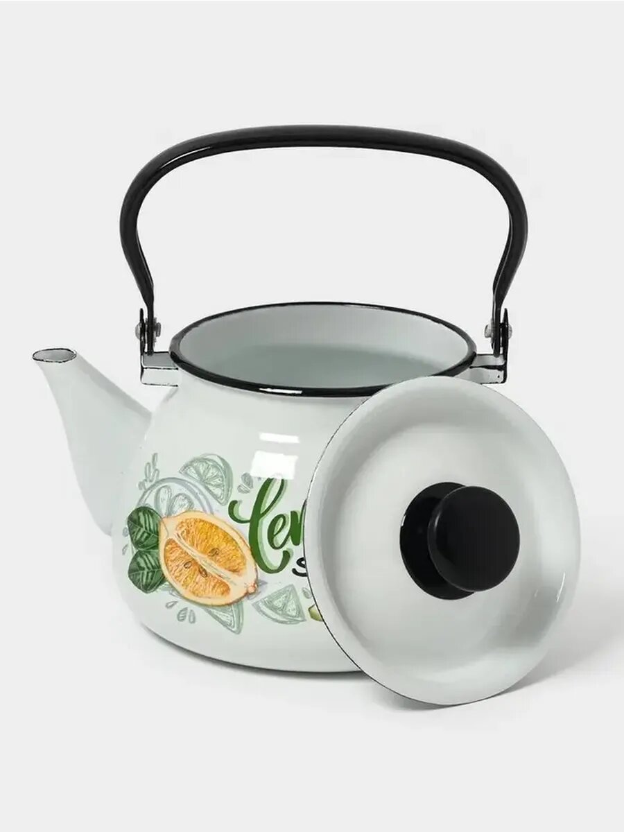 Стильный белый чайник с лимонным сетом, 3л