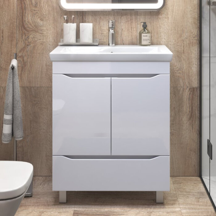 Тумба под раковину без столешницы Vigo Grani 70 белая, для раковины Cersanit Como 70