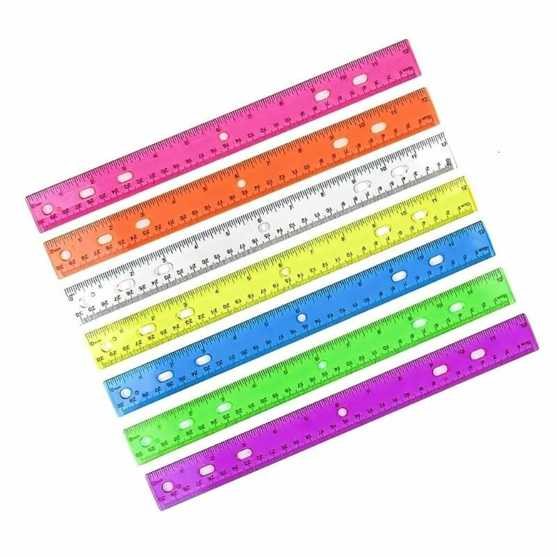 7 линеек длиной 30 см с отверстиями-прозрачный цвет