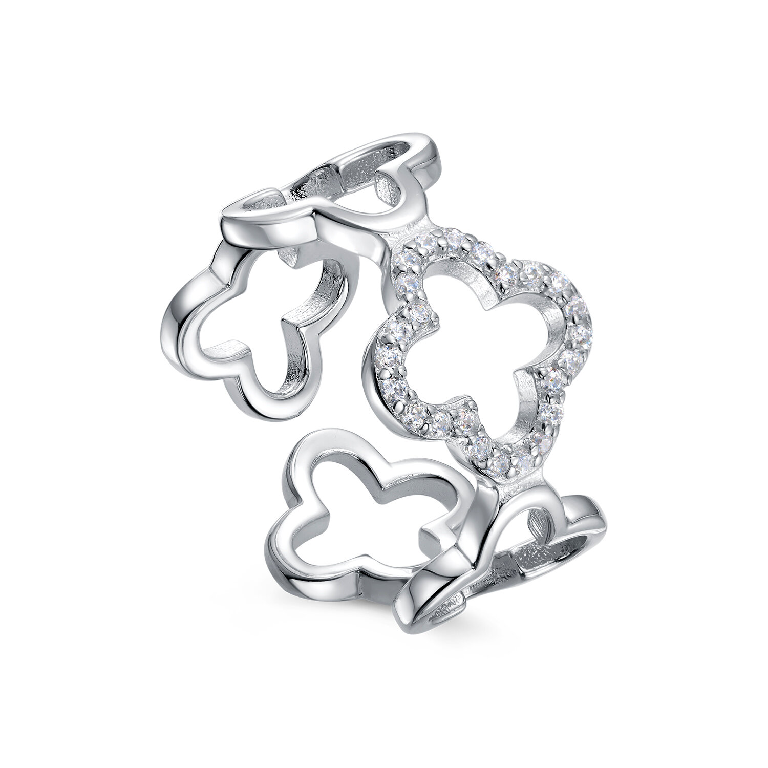 Кольцо, серебро, 925 проба, фианит