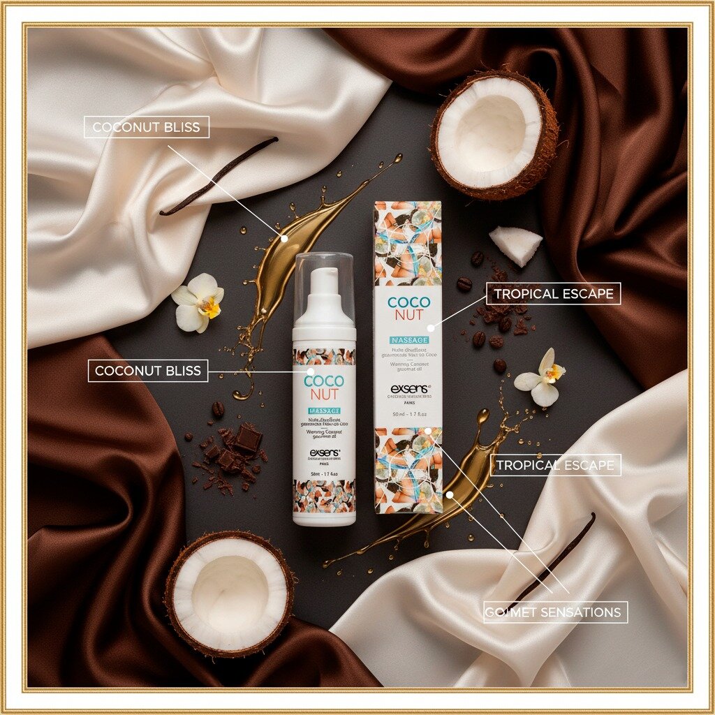 Массажное масло Exsens Gourmet COCONUT, разогревающее, с дозатором, Франция